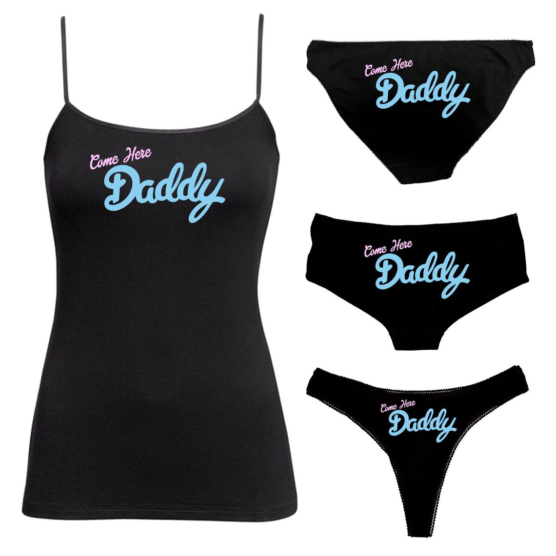 Come Here Daddy Set Knickers Vest Cami Thong Shorts Bdsm Etsy Sweden