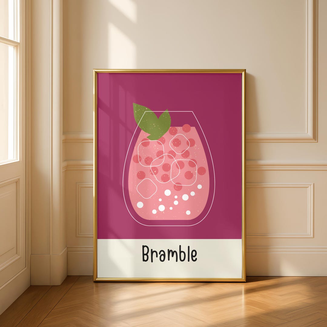 Bramble Cocktail Art Print: Retro Kitchen Wall Decor - Etsy