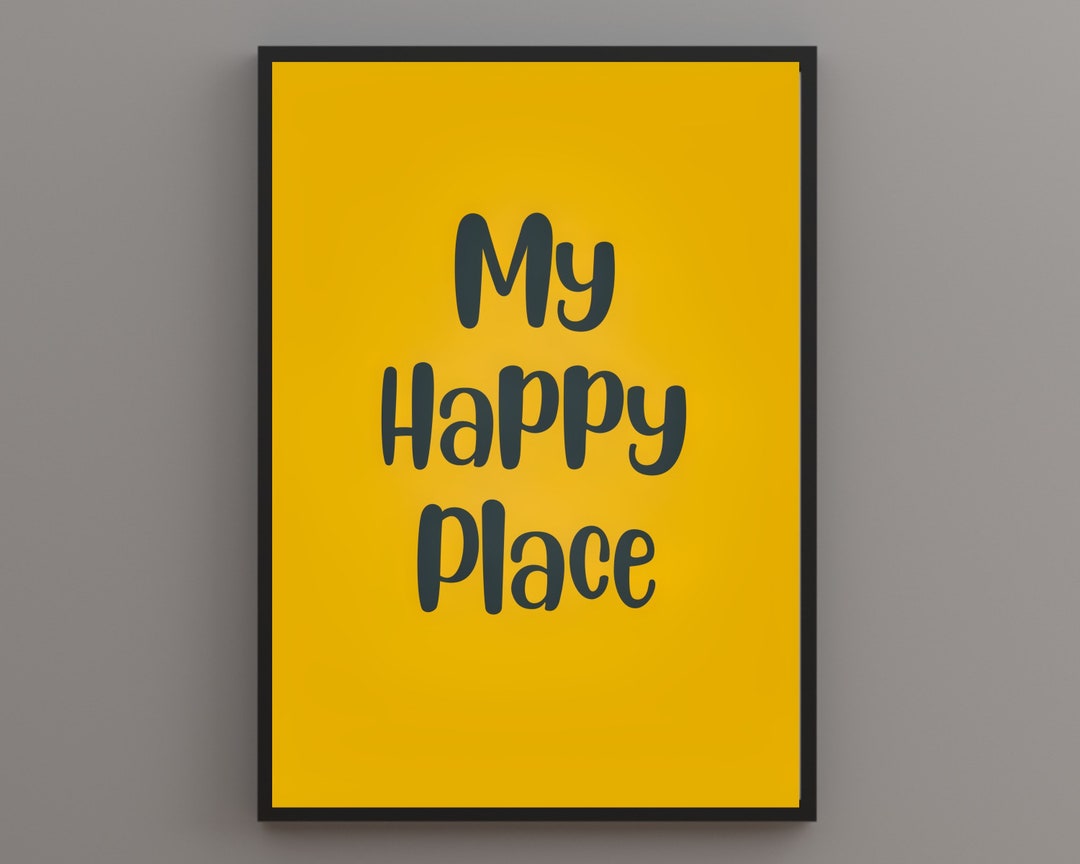My Happy Place Print, Quote Print, Retro Print, Boho Quote, Boho Wall ...