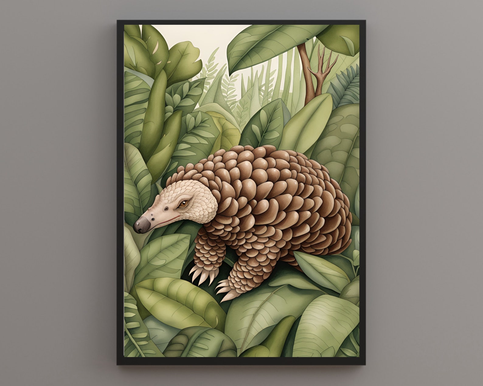 Pangolin Print. Pangolin in the Bushes Print. Anteater Print. Nursery Print. - Etsy