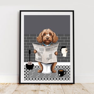 Set of Two Cavapoo Bathroom Prints. One Cavapoo in the Bath and One ...