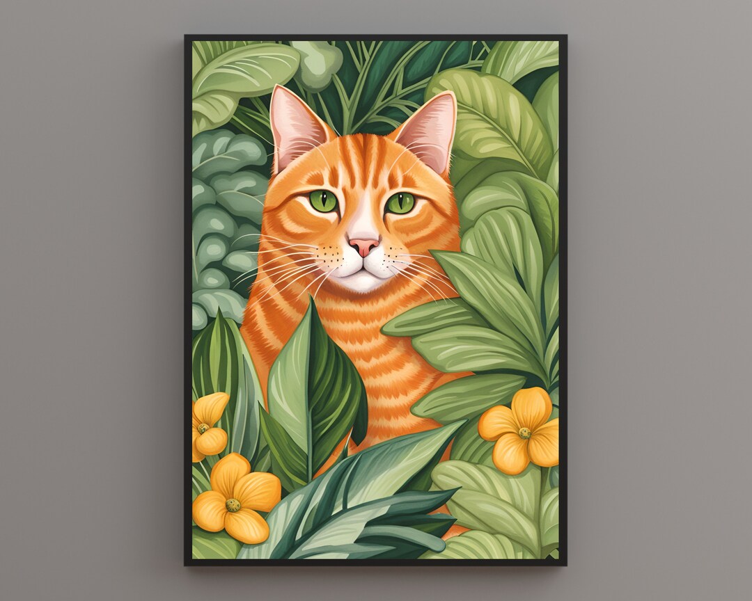 Ginger Cat Print. Ginger Cat in the Bushes Print. - Etsy