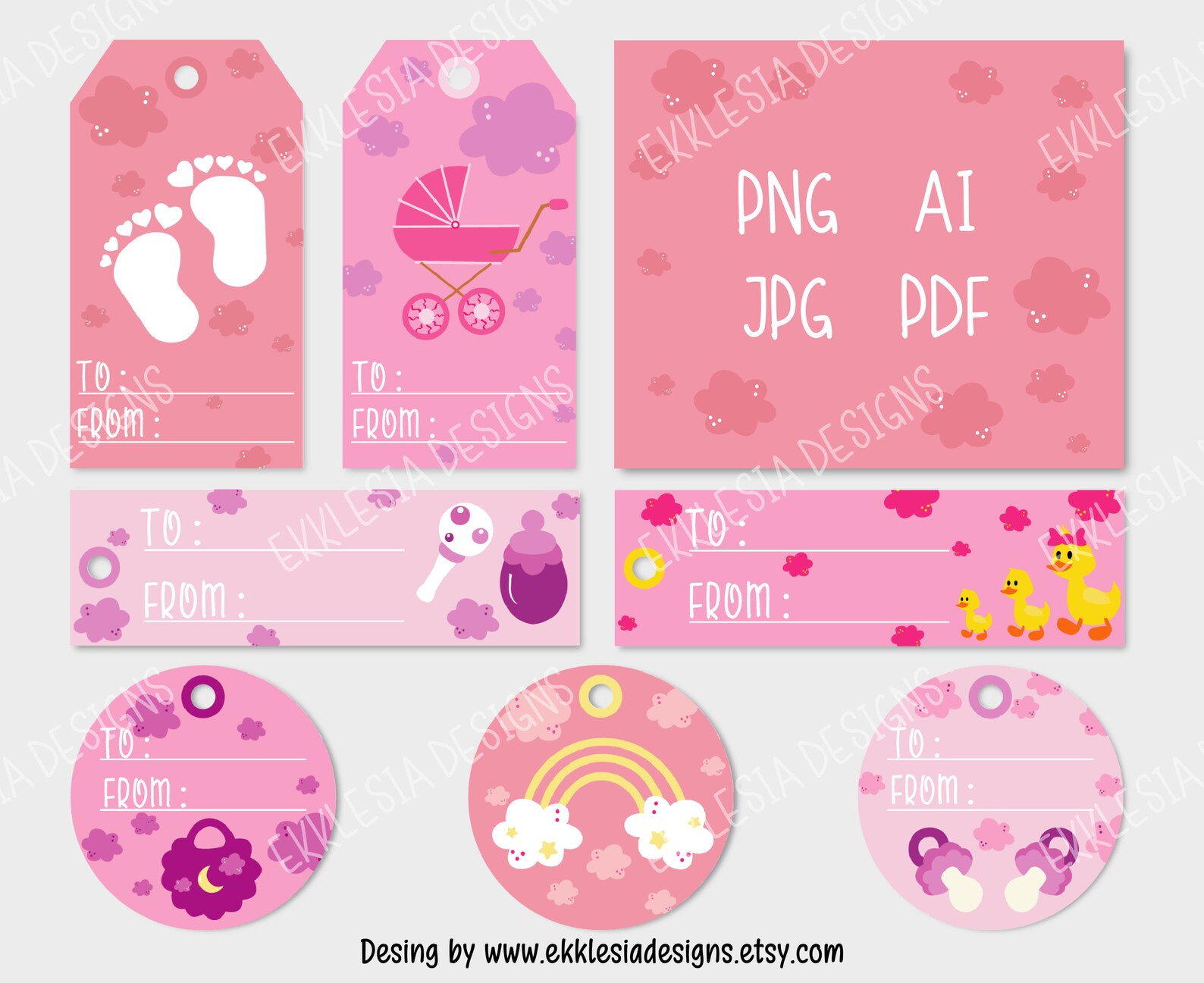 Baby Girl Gift Tag png Print and Cut for Cricut Silhouette | Etsy