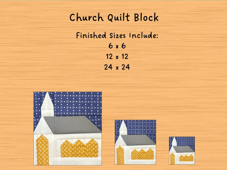 Church Quilt Block Pattern PDF 3 Sizes - Etsy