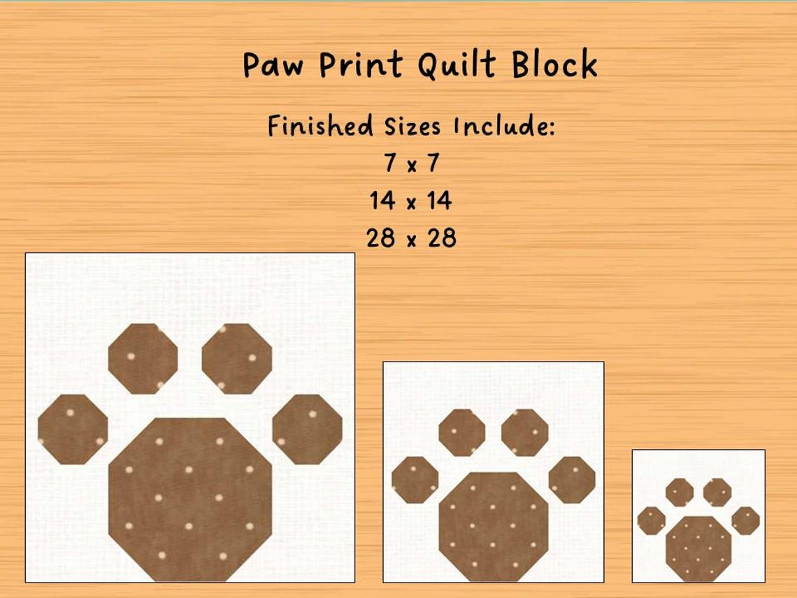 Paw Print Quilt Block Pattern PDF 3 Sizes - Etsy