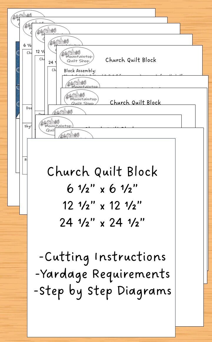 Church Quilt Block Pattern-pdf-3 Different Sizes - Etsy