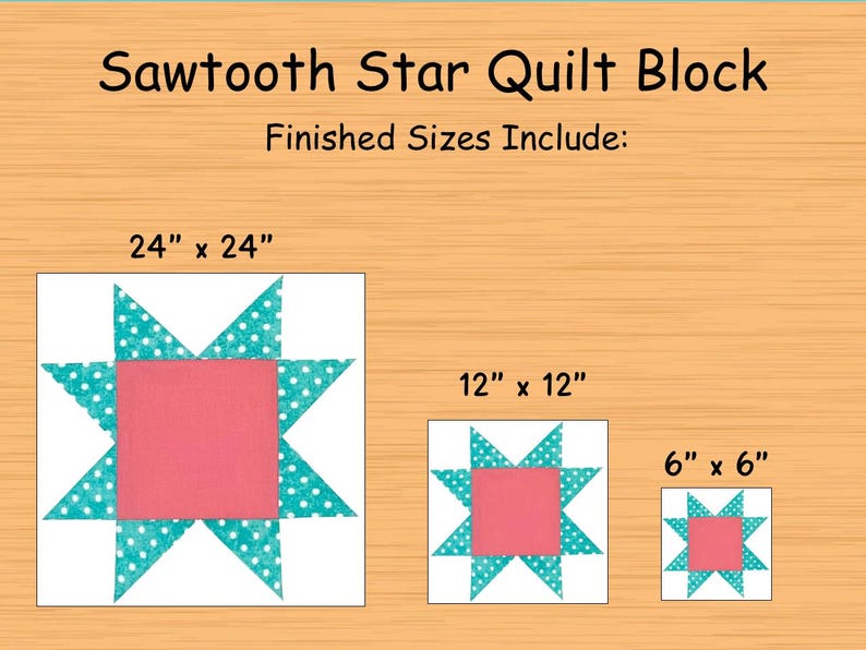 Sawtooth Star Quilt Block Pattern (3 Sizes)-beginner Friendly- PDF With ...