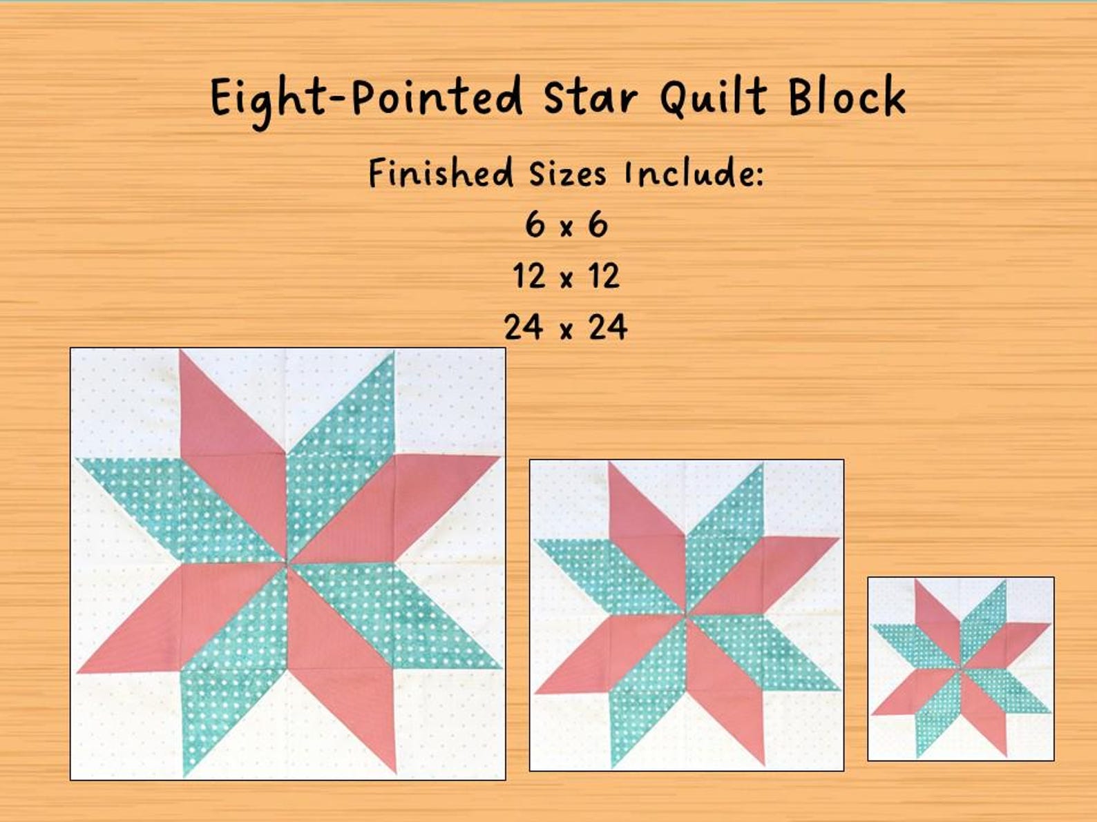 Eight-pointed Star Quilt Block Pattern PDF 3 Sizes - Etsy