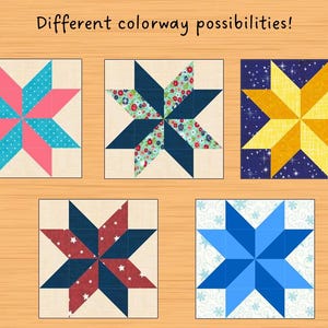 Eight-pointed Star Quilt Block Pattern PDF 3 Sizes - Etsy