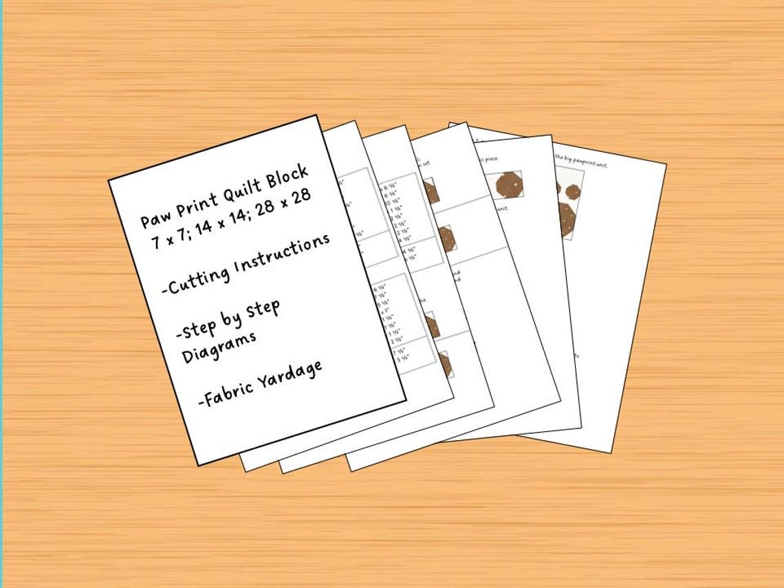 Paw Print Quilt Block Pattern PDF 3 Sizes - Etsy