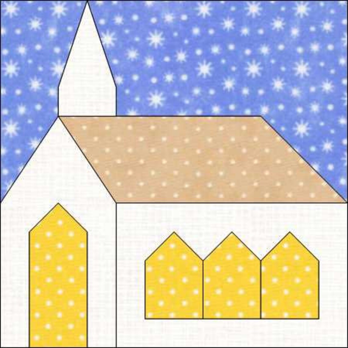 Church Quilt Block Pattern-pdf-3 Different Sizes - Etsy