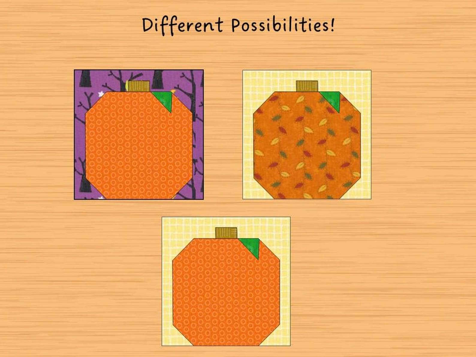 Pumpkin Quilt Block Pattern PDF 3 Sizes - Etsy