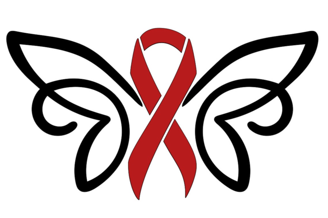 Butterfly Awareness Ribbon Vinyl Decal or Iron on Vinyl ... Your Choice ...