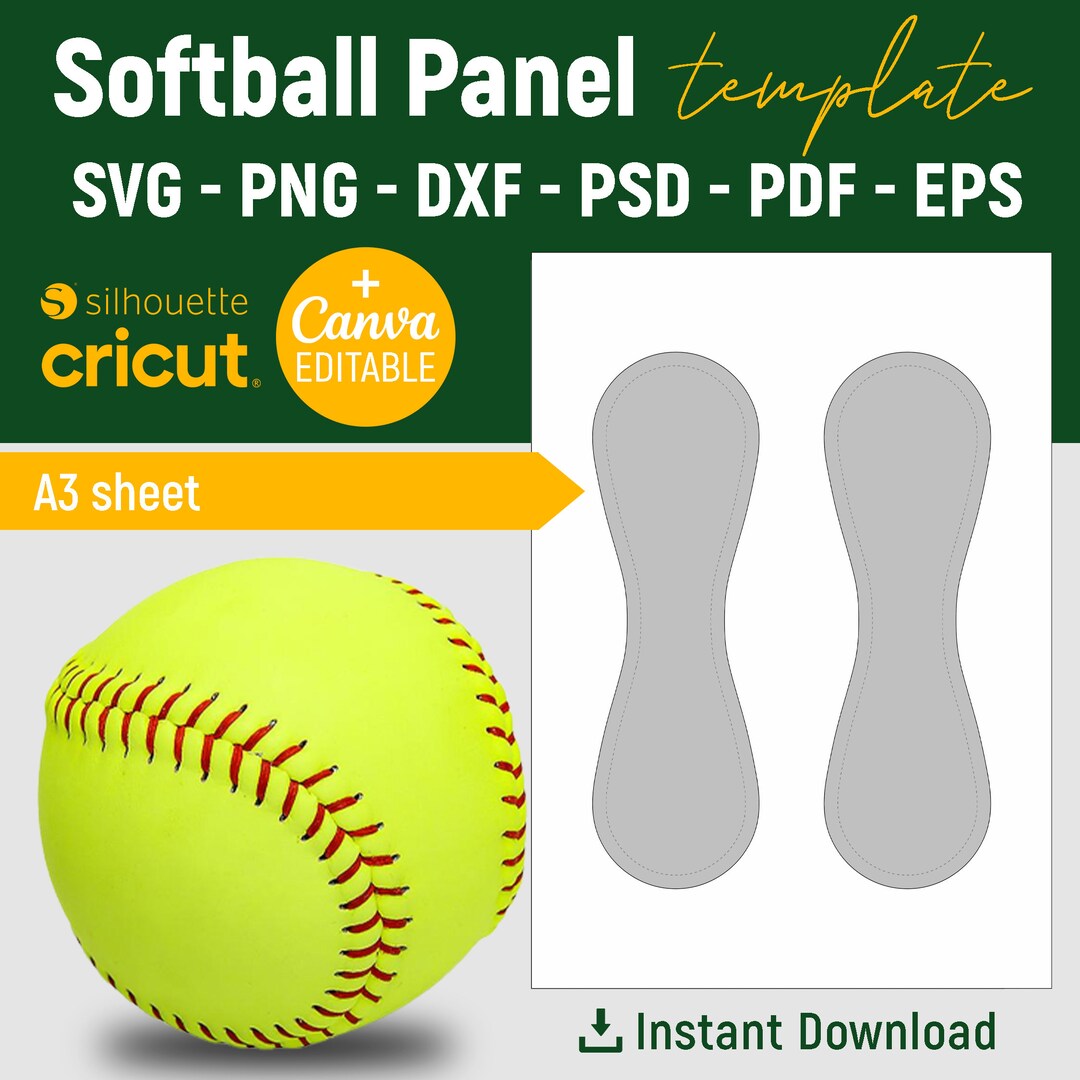 Softball Panel BLANK Template Custom Ball Wrap DIY Baseball - Etsy