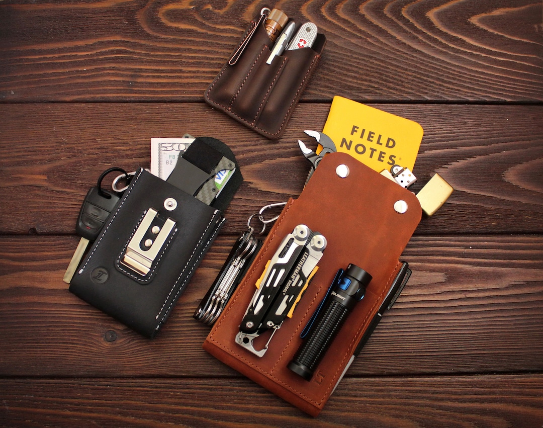 Leather EDC Organizer, Small Pocket Organizer EDC Belt Pouch for ...