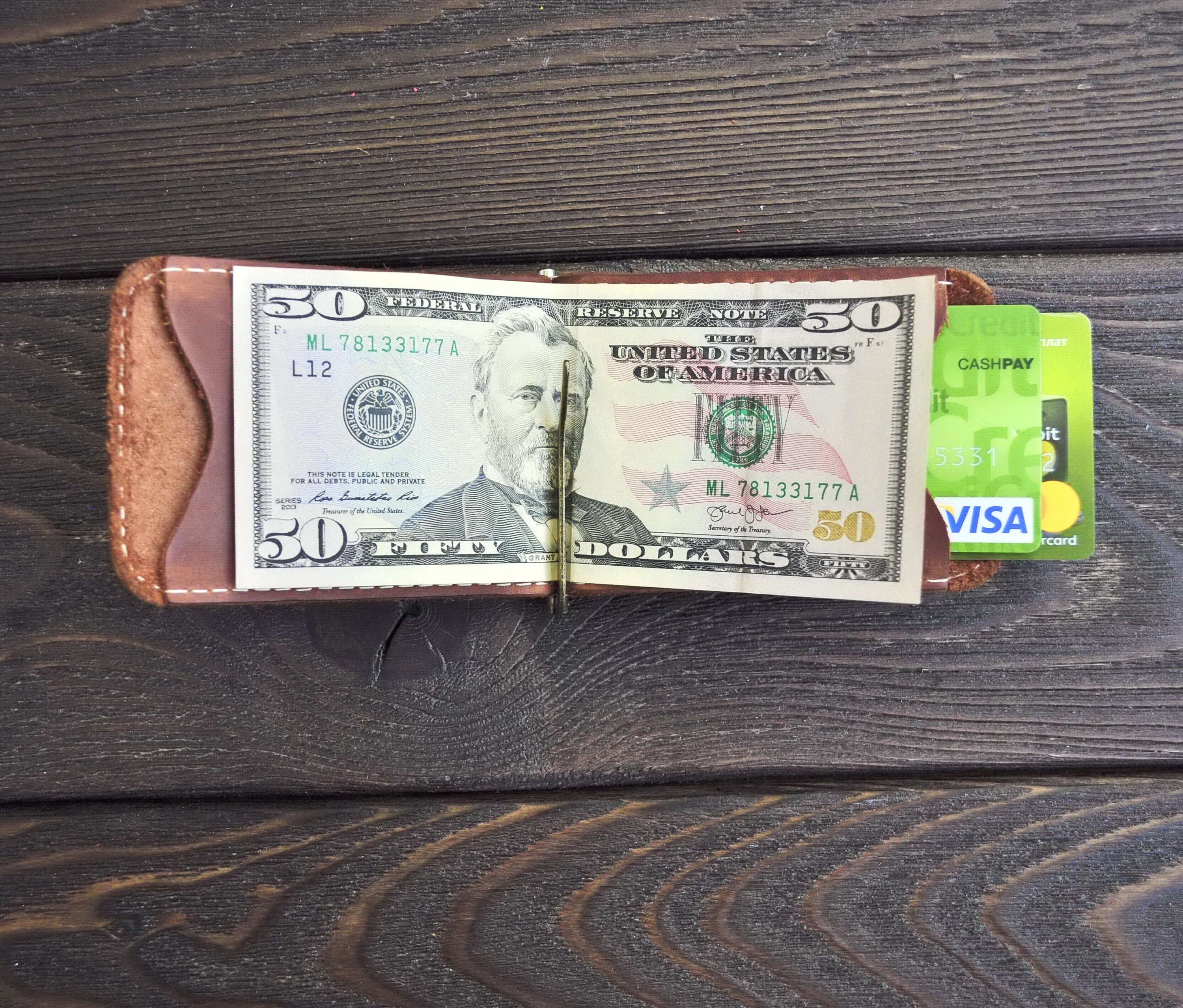 Leather money clip wallet Personalized leather FREE Gift wrap | Etsy