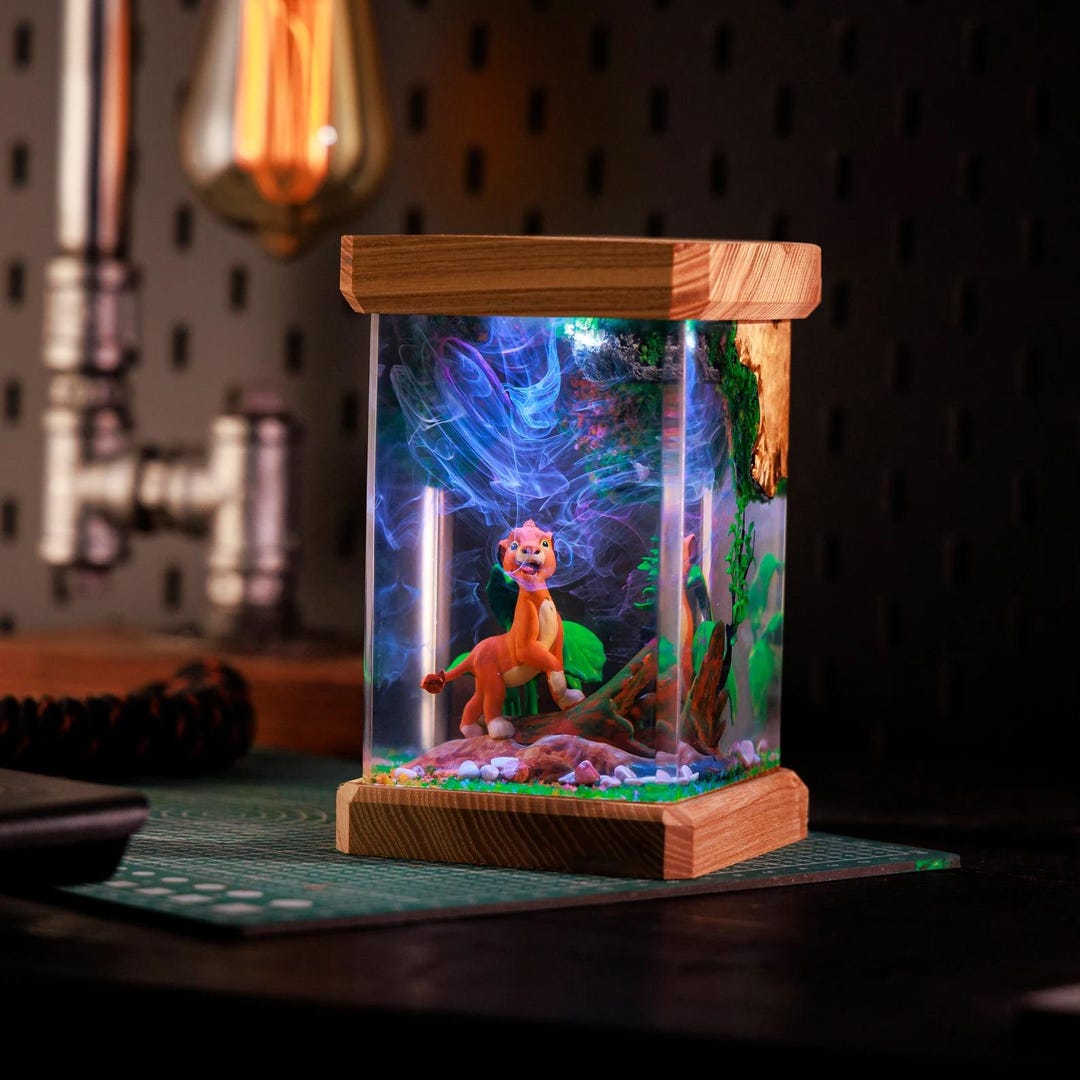 Lion King Resin Lamp, Handmade Simba Jungle Light, LED Disney Fan Gift ...