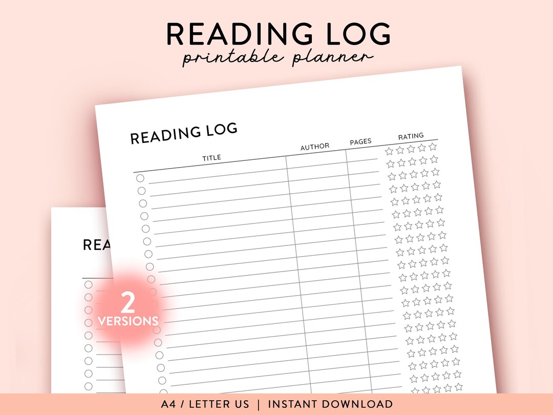 Reading Log Printable, Reading Minutes Tracker Printable, Reading ...