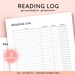 Reading Log Printable, Reading Minutes Tracker Printable, Reading ...