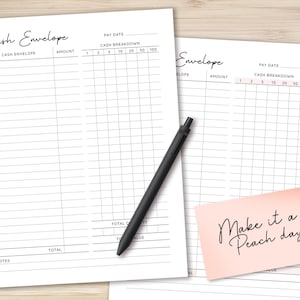 Cash Envelope Breakdown, Cash Breakdown Sheet, Budget Breakdown ...