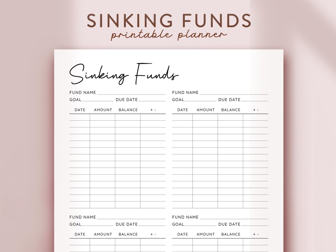 Sinking Funds Tracker Printable Sinking Funds Tracker Sheet, Sink Funds ...