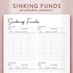 Sinking Funds Tracker Printable Sinking Funds Tracker Sheet, Sink Funds Planner Template Saving ...