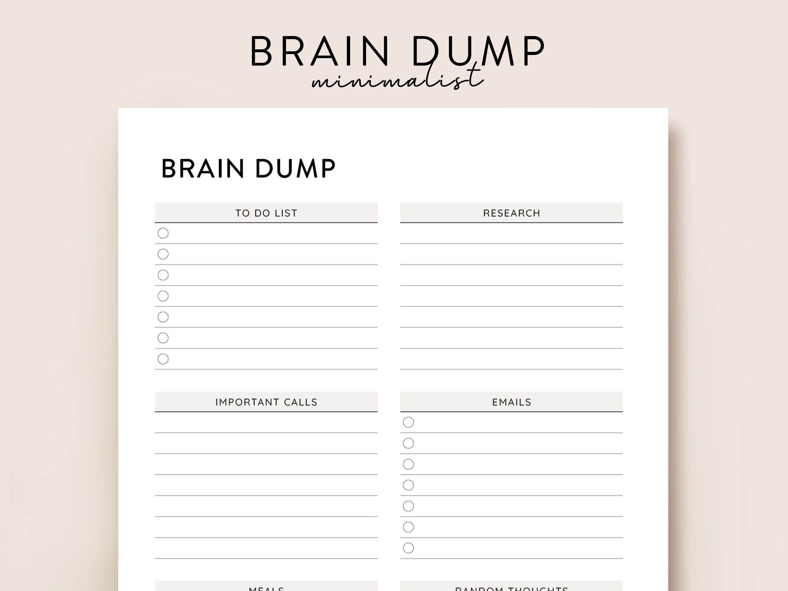 Brain Dump Printable, Thought Organizer, ADHD Brain Dump, Thought ...