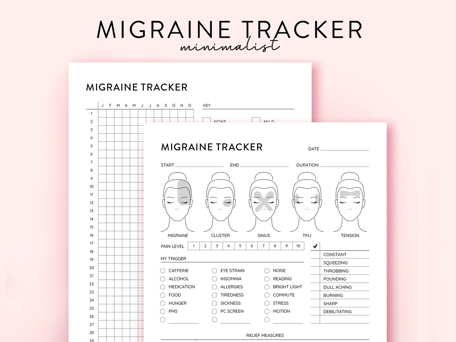 Migraine Tracker Printable, Headache Template, Migraine Track Headache ...