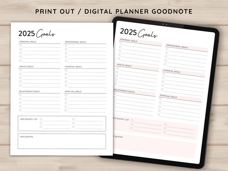2025 Goal Settings Worksheet, 2025 Goals Template, Goals Printable ...