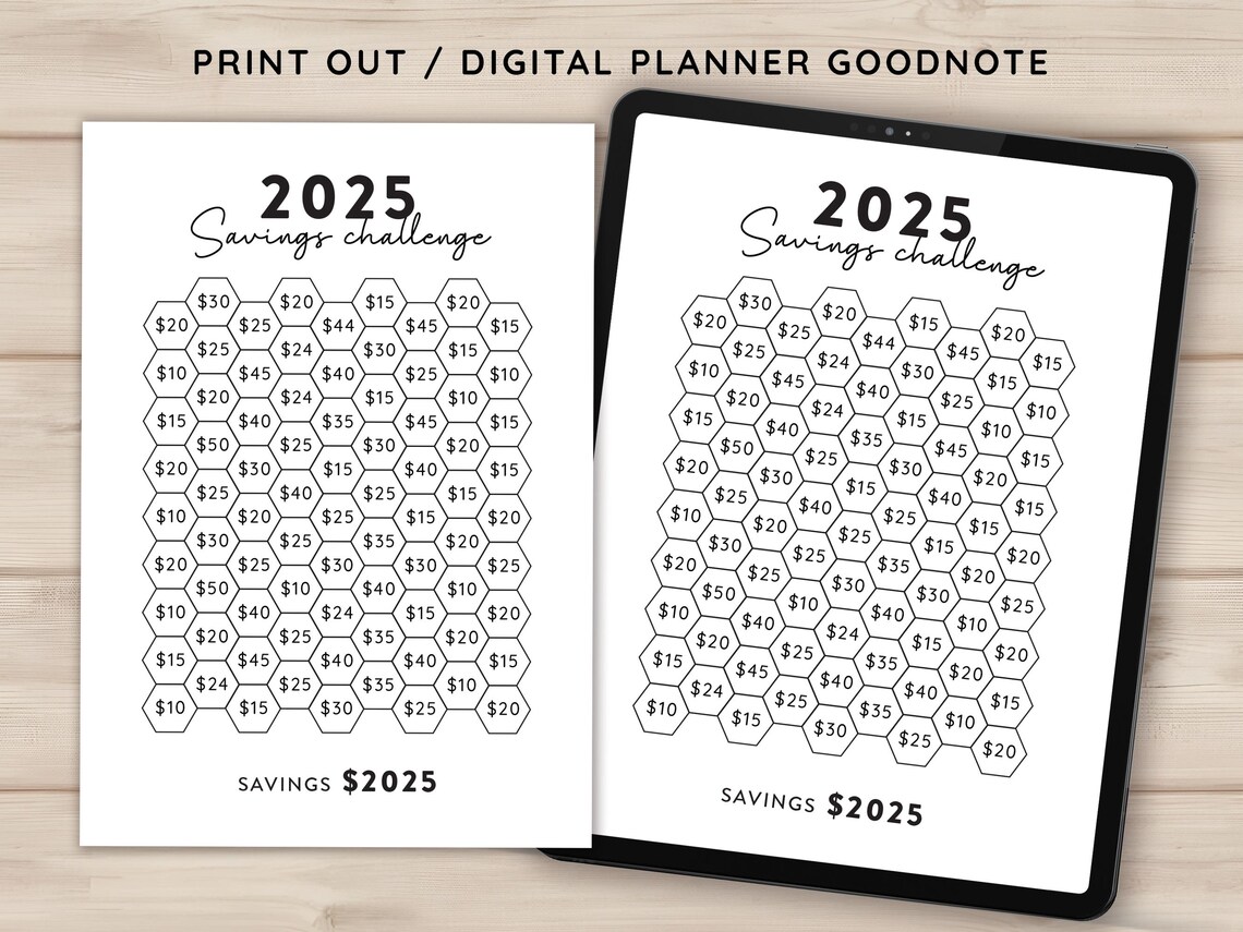 2025 Savings Challenge Printable, Save 2025 Challenge Low Budget ...