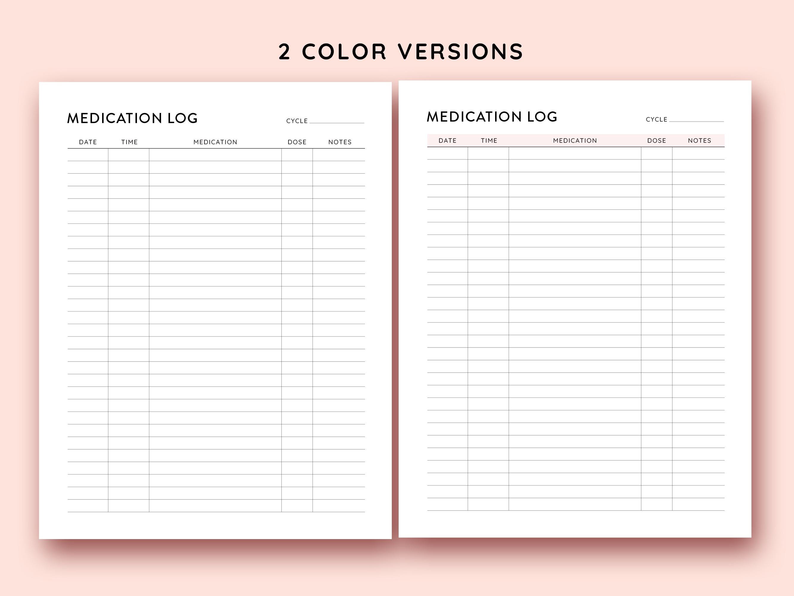 Medication Tracker Printable, Medication Log, Medication Chart ...