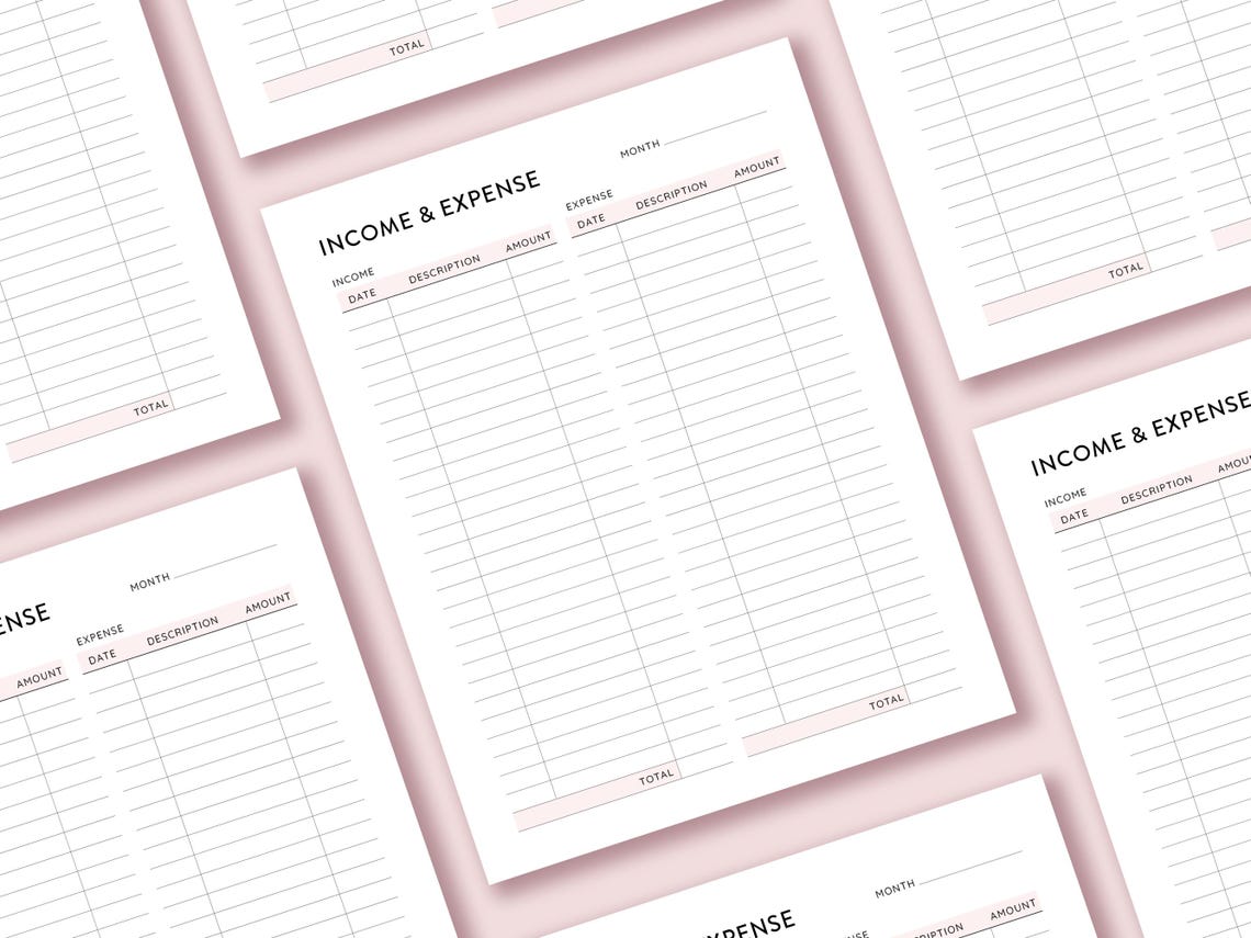 Income & Expense Tracker Printable, Income Tracker Printable, Monthly ...