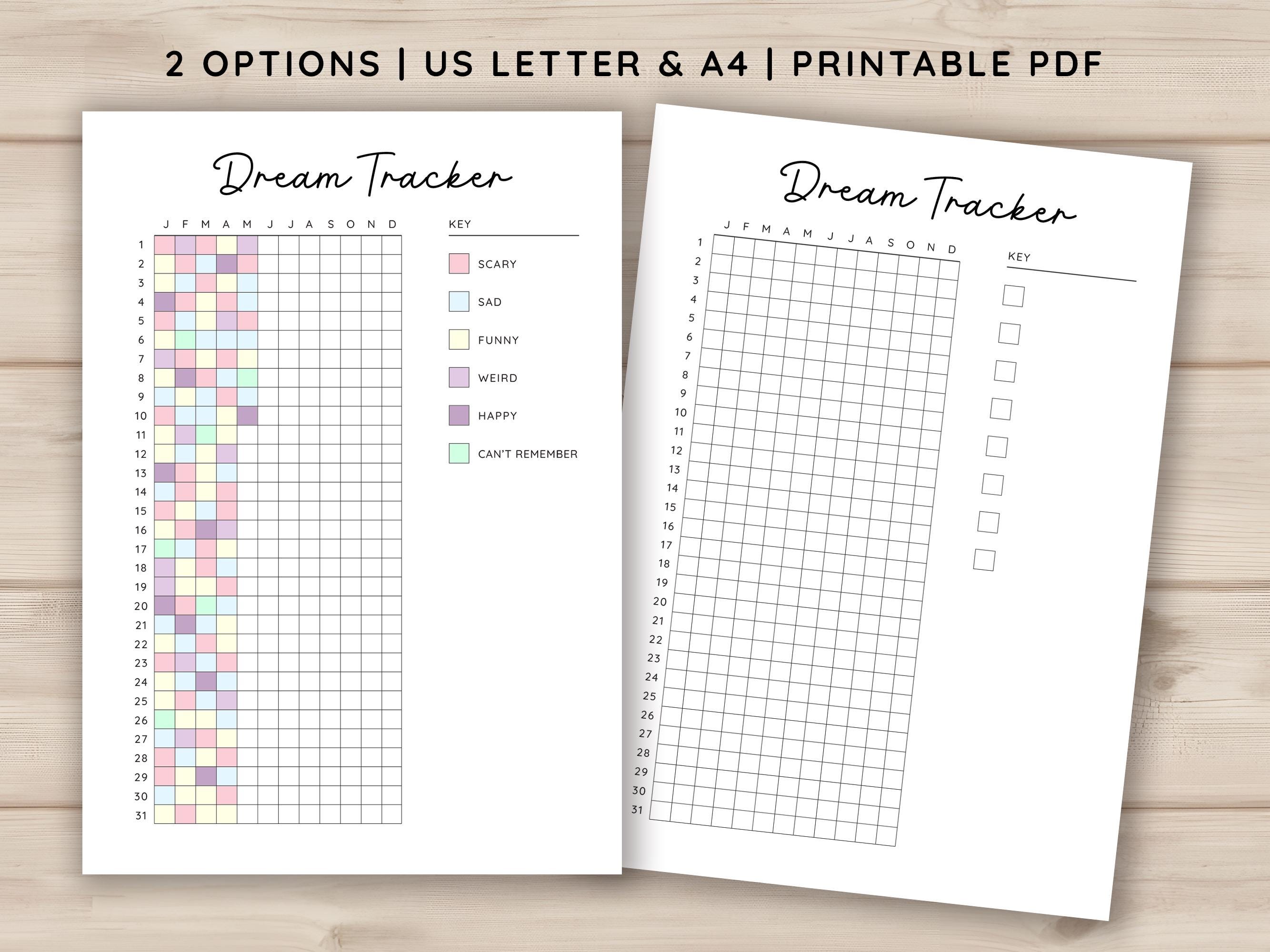 Dream Tracker Printable, Journal Page Printable Planner Page, Dream Log ...