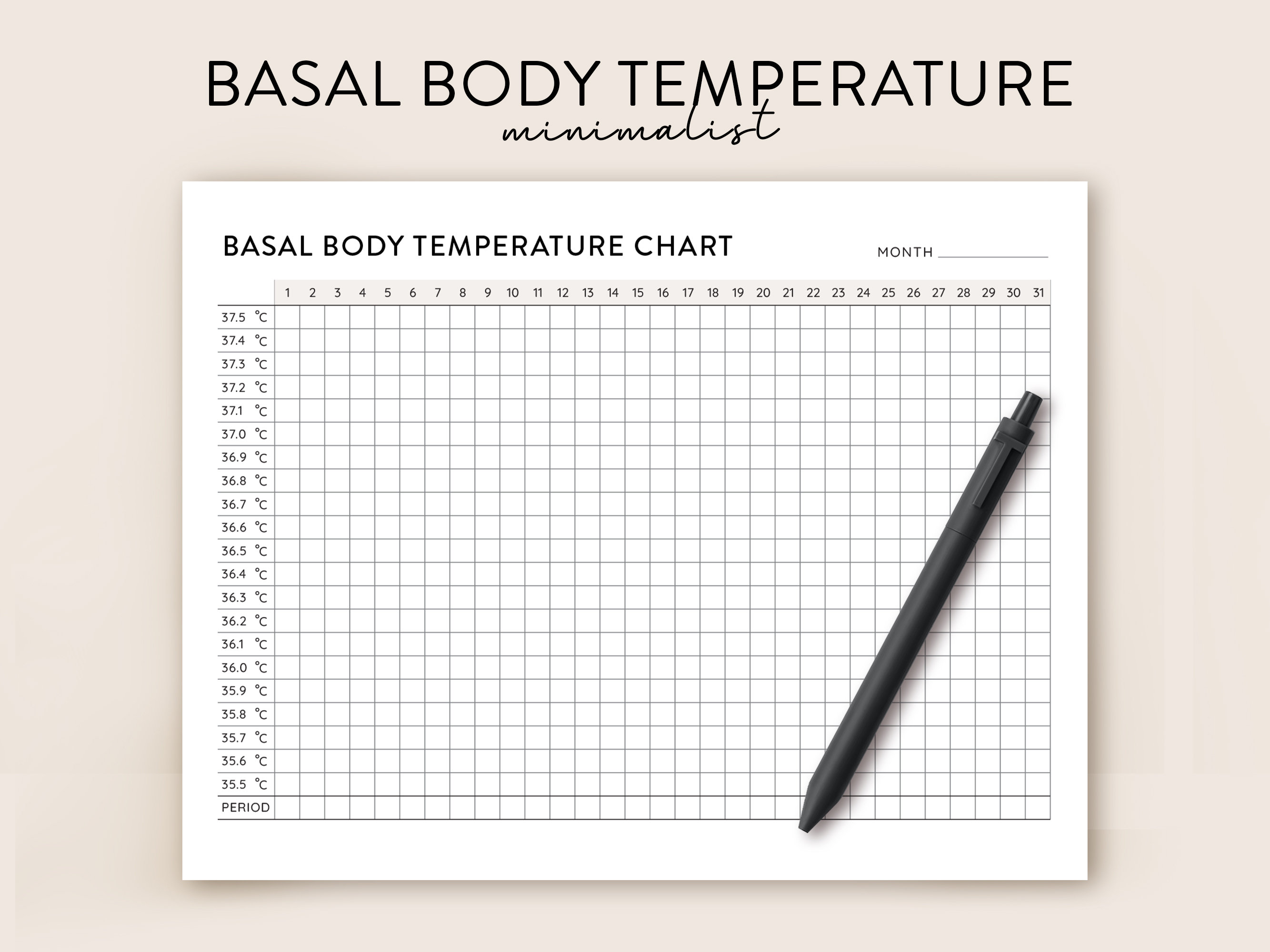 Basal Body Temperature Tracker Printable BBT Tracker, Basal Body ...