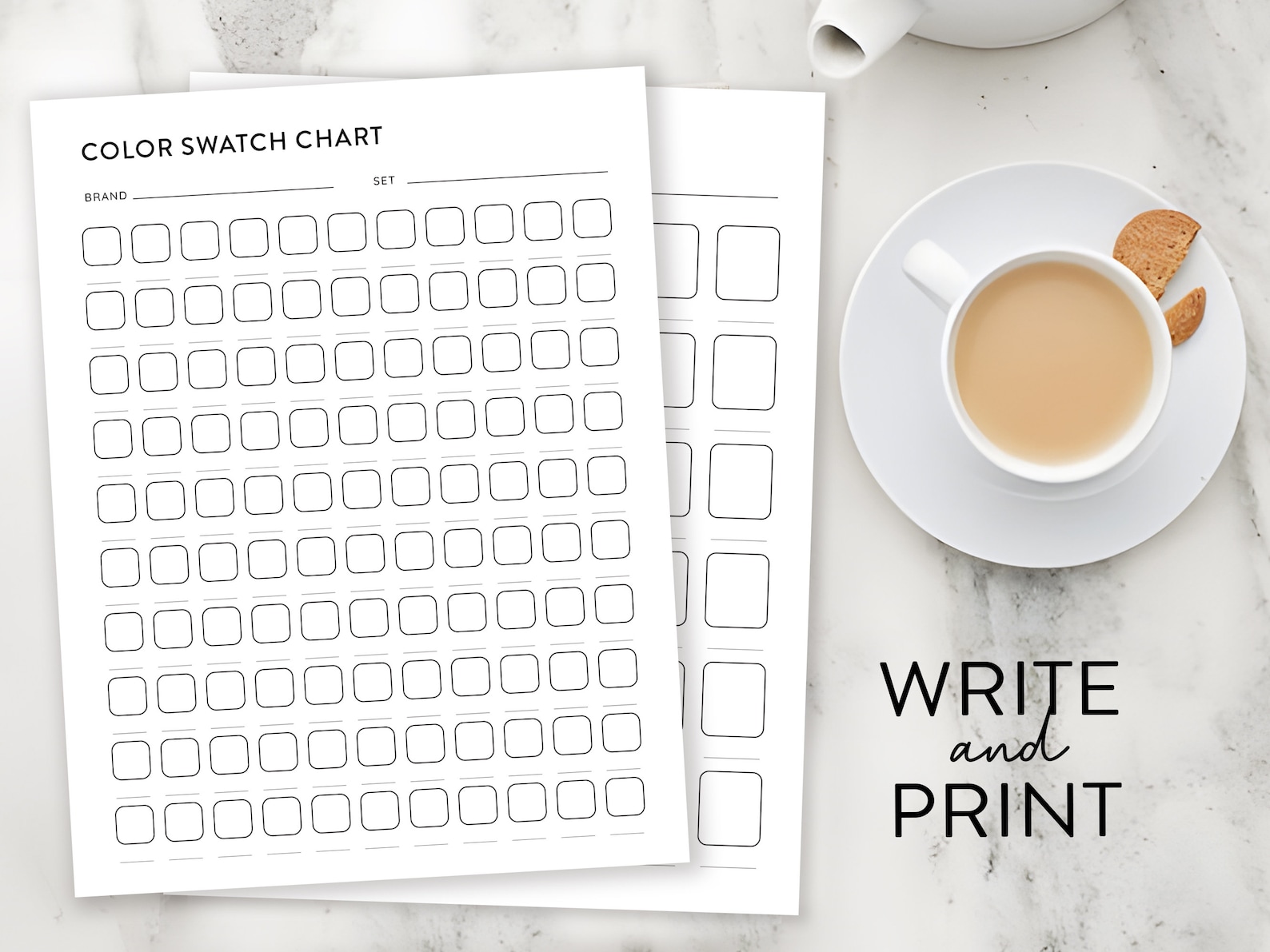 Color Swatch Chart Blank Color Chart Printable Color Swatch Template ...