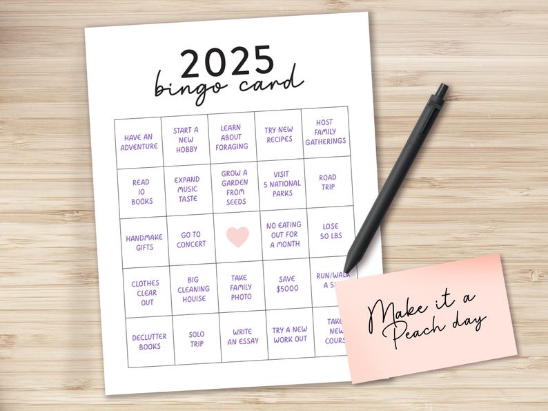 2025 Bingo Card, 2025 Glow up Bingo Card Printable, New Year's ...
