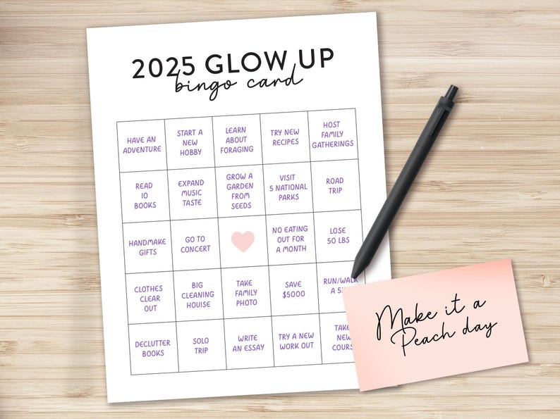 2025 Glow up Bingo Card Printable, 2025 Bingo Card, New Year's ...
