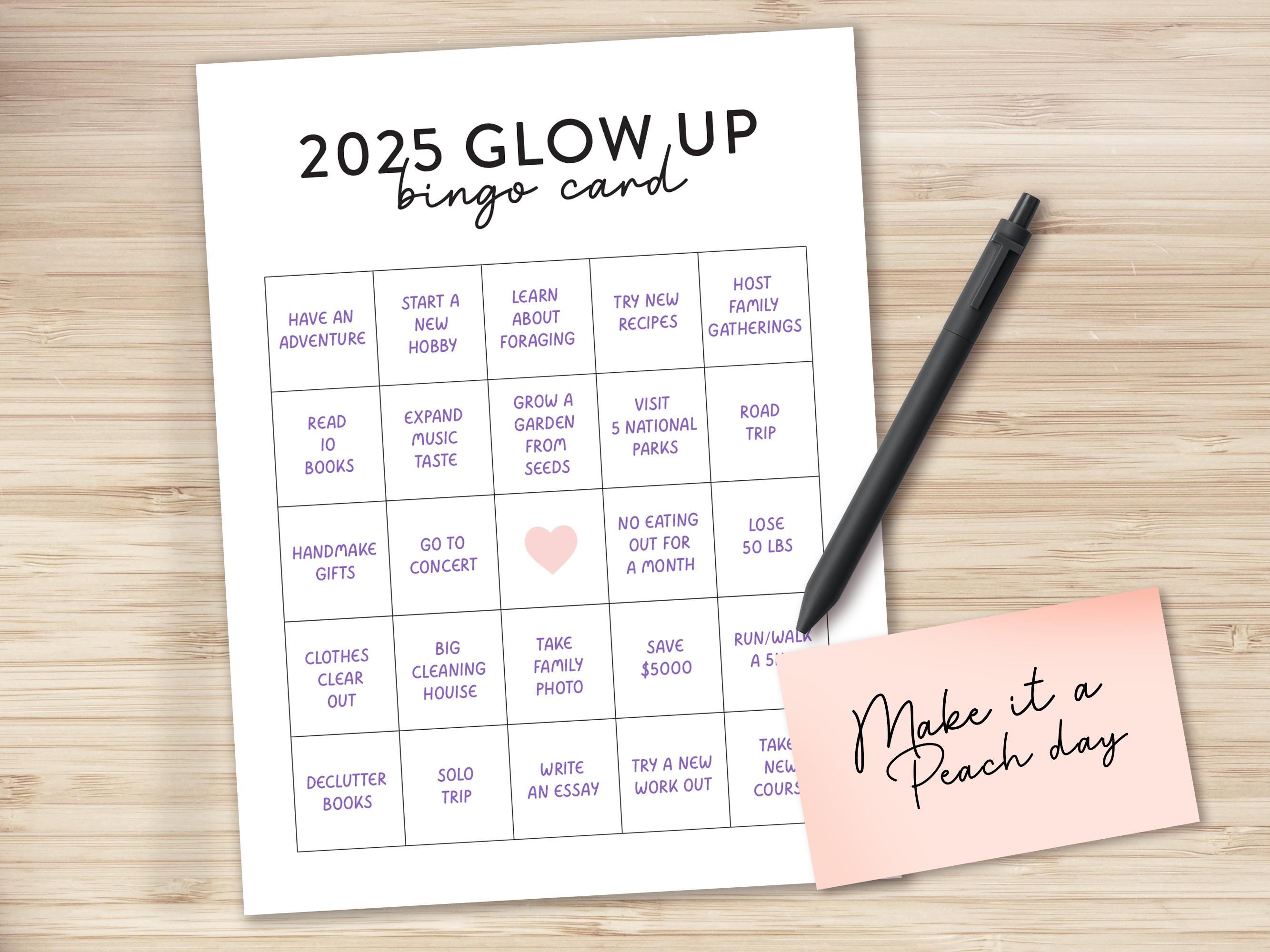 2025 Glow up Bingo Card Printable, 2025 Bingo Card, New Year's ...