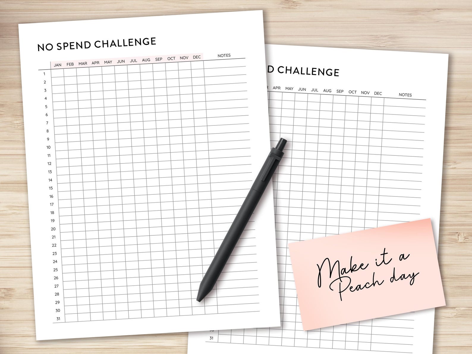 No Spending Tracker Printable, 30 Day No Spend Challenge Printable No ...