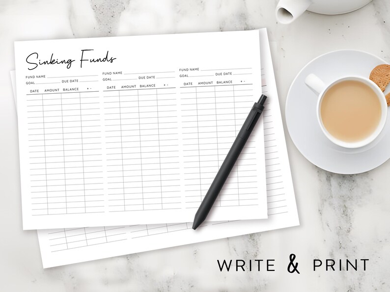 Sinking Funds Tracker Printable Landscape Sinking Funds Tracker Sheet ...