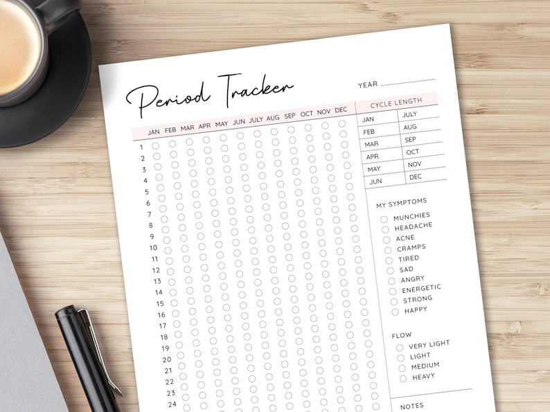 Minimal Period Tracker Digital Women Period Planner, Menstrual Cycle ...