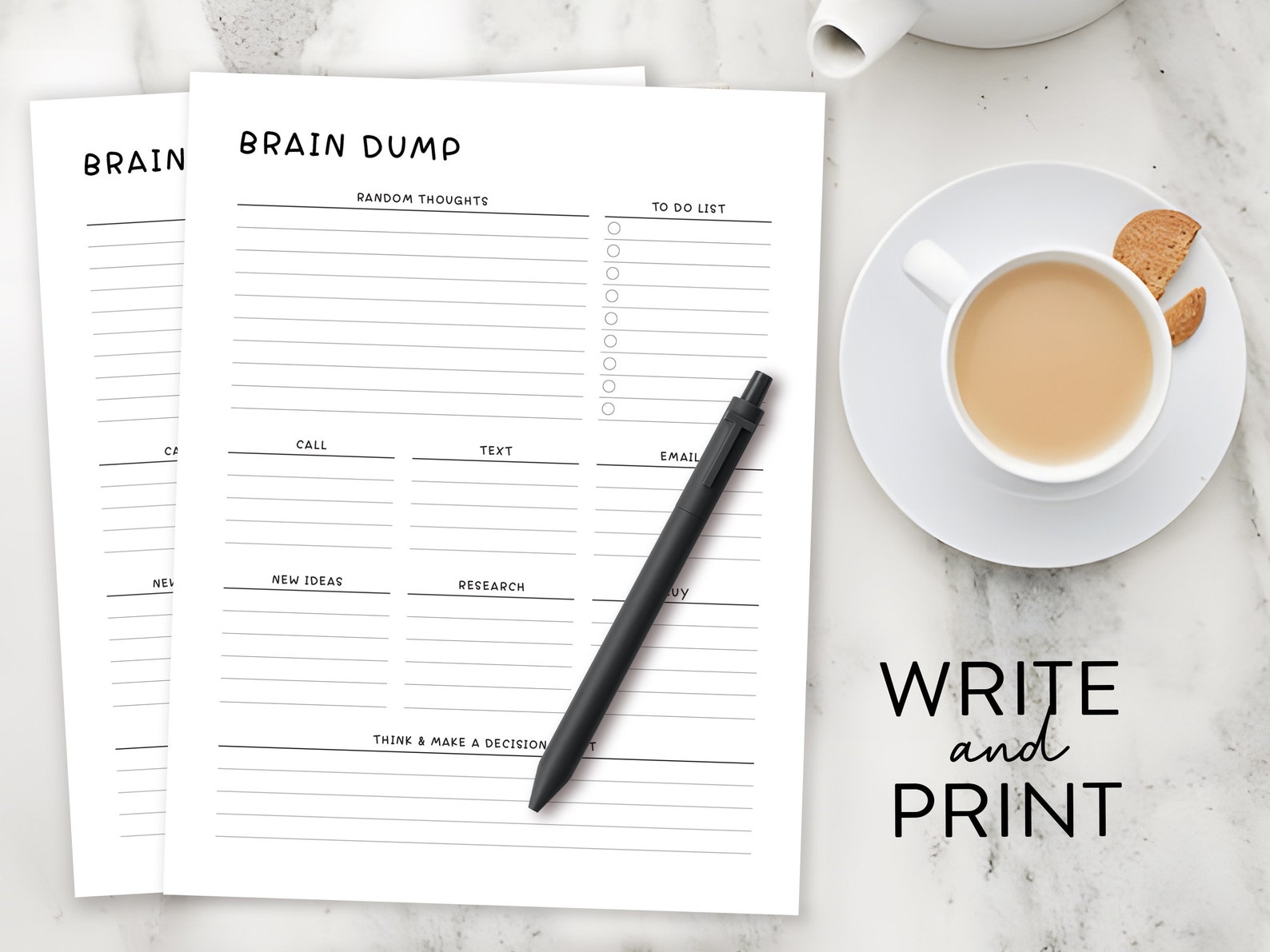 Brain Dump Printable, Thought Organizer, ADHD Brain Dump, Thought ...