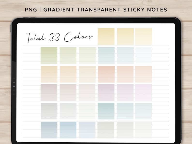 DIGITAL Sticky Notes Transparent Stickers, Gradient Transparent Sticky ...