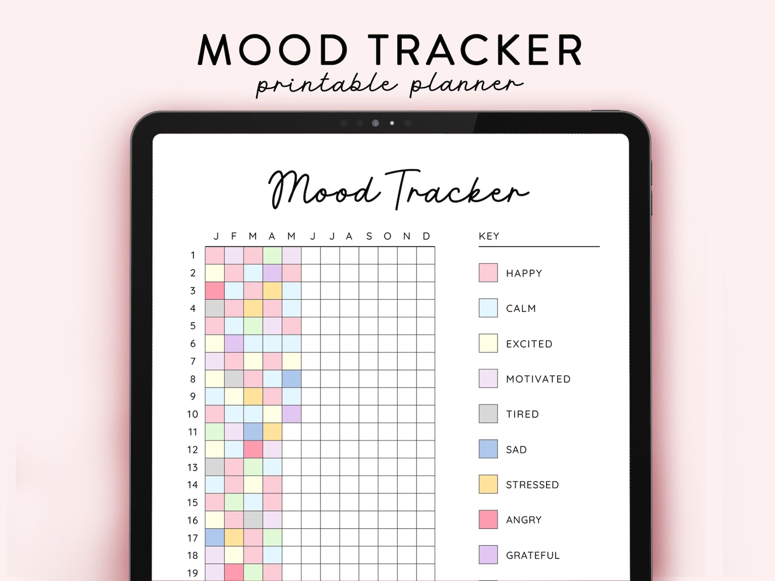 Mood Tracker Journal Printable, Mood Tracker Printable, A Year in Dots ...
