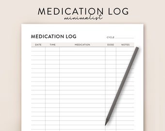 Medication Chart Printable Medication Log Medication Tracker - Etsy