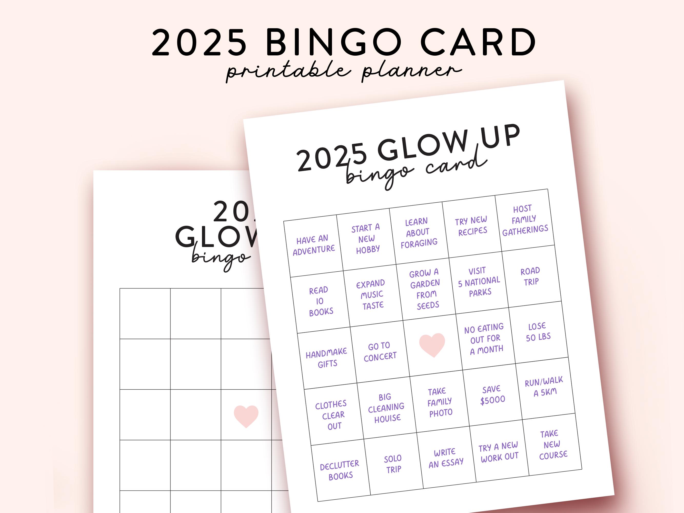 2025 Glow up Bingo Card Printable, 2025 Bingo Card, New Year's ...