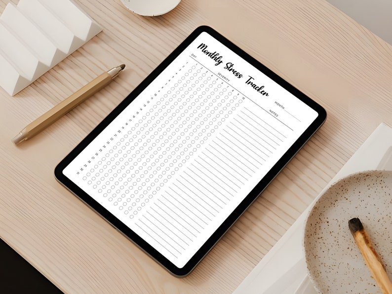 Minimalist Stress Tracker Printable, Daily Stress Level Stress Log ...