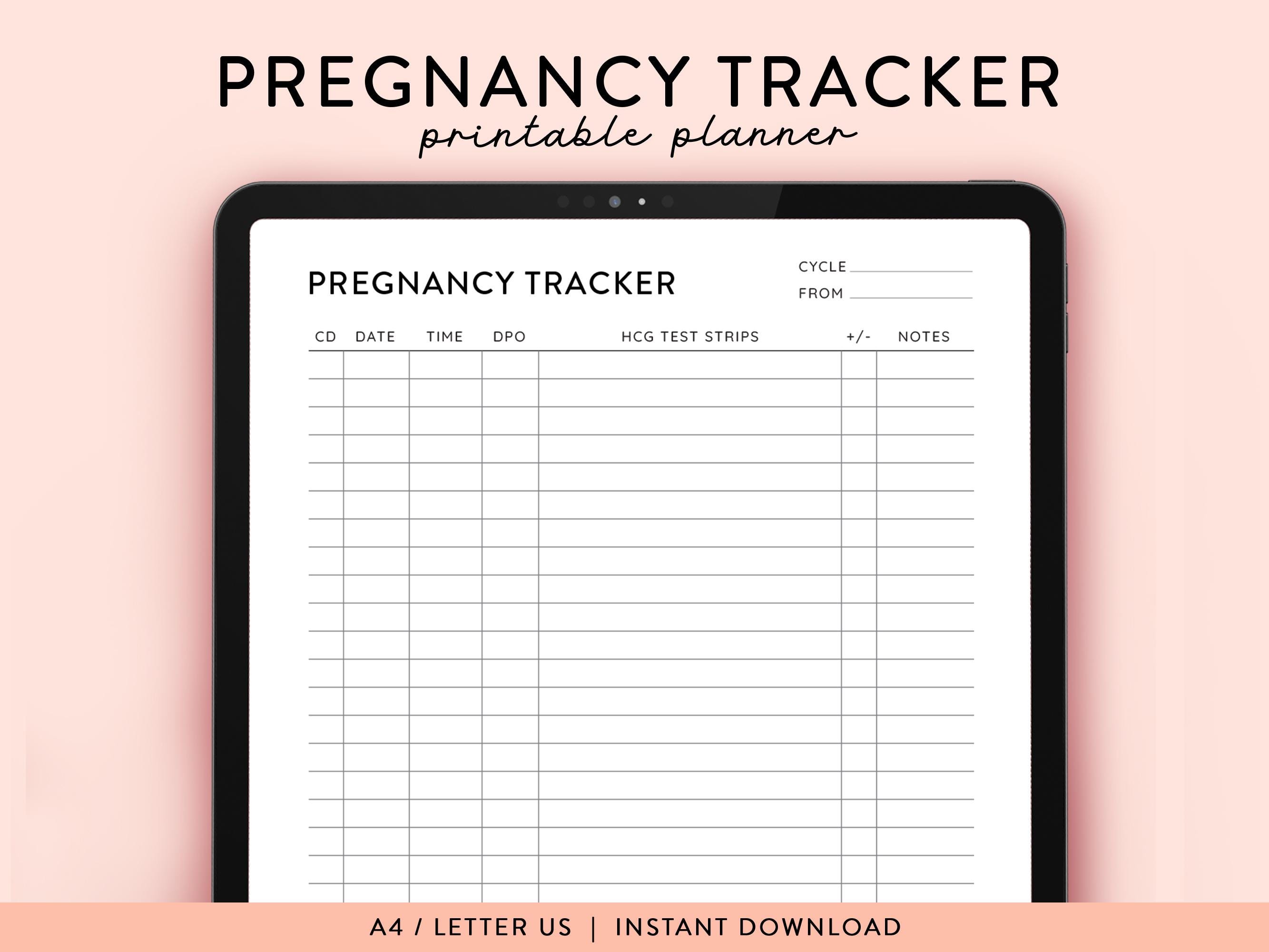 Pregnancy Tracker Printable, Pregnancy Test Strips Tracker, Pregnancy ...