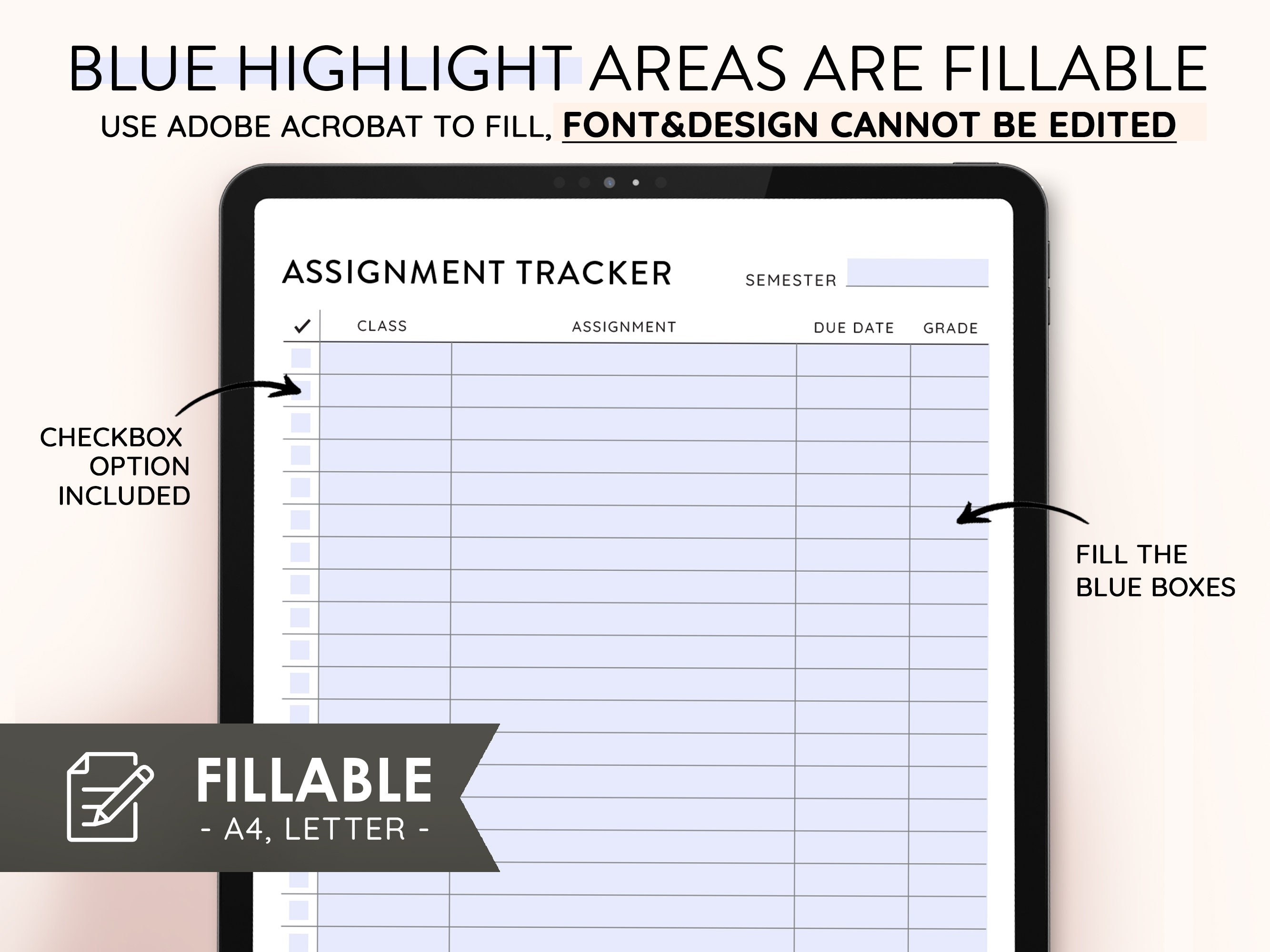 EDITABLE Assignment Tracker PDF Minimalist Assignment Planner Academic ...