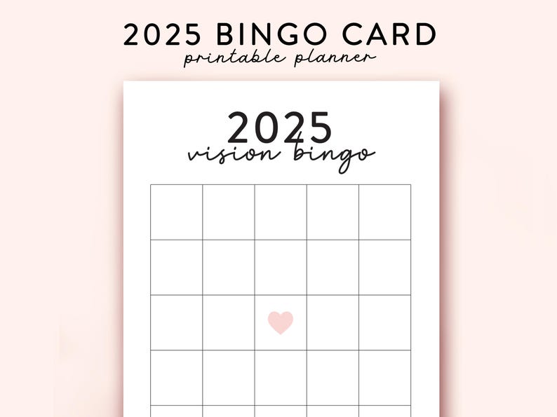 2025 Vision Bingo Card, 2025 Glow up Bingo Printable, New Year's ...